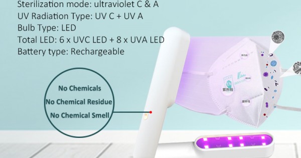 Rechargeable UV C light.